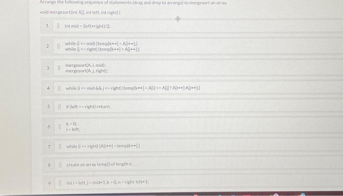 Solved Arrange the foliowing sequence of statements (drag | Chegg.com