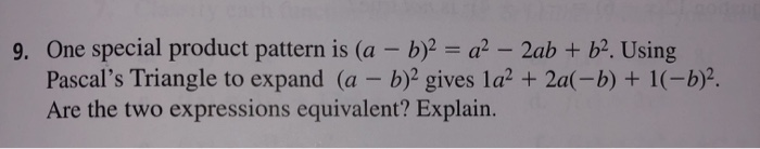 Solved 9. One special product pattern is (a - b)2 = a2 - 2ab | Chegg.com