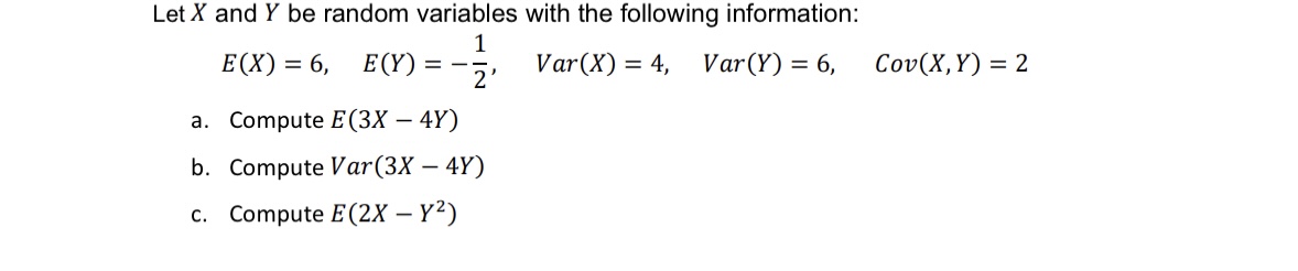 Solved Let x ﻿and Y ﻿be random variables with the following | Chegg.com