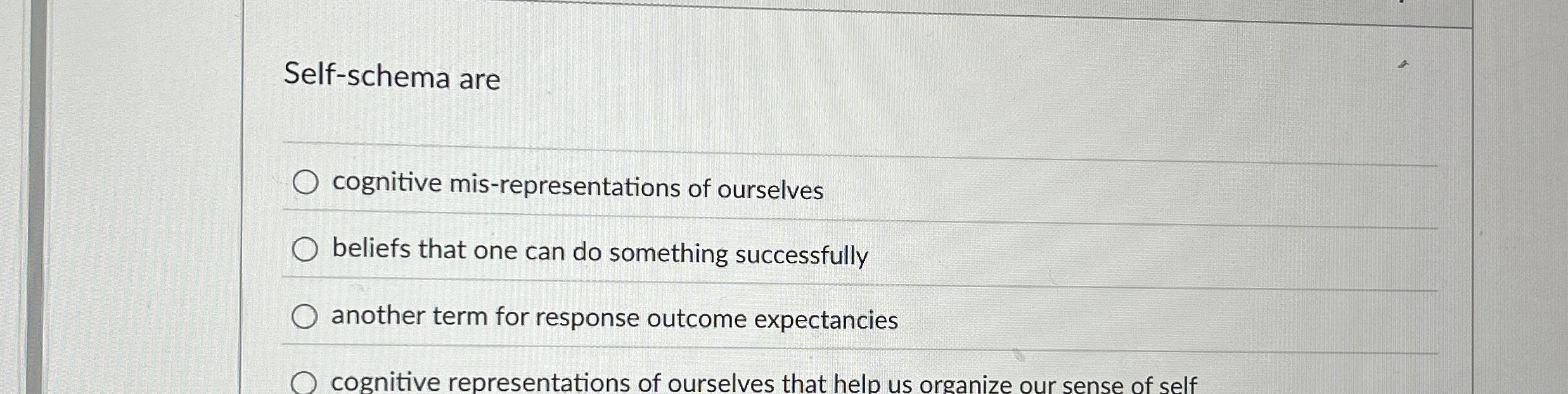 Solved Self-schema arecognitive mis-representations of | Chegg.com