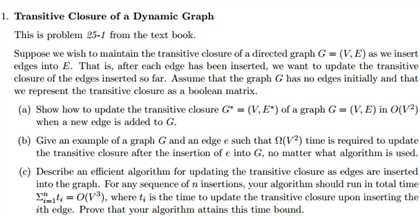 Transitive Closure of a Dynamic Graph This is | Chegg.com