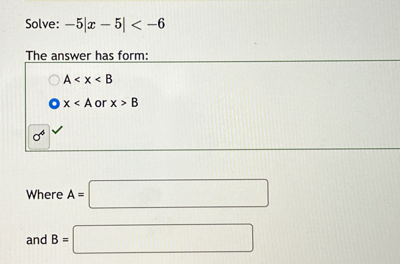 Solved Solve: -5|x-5|