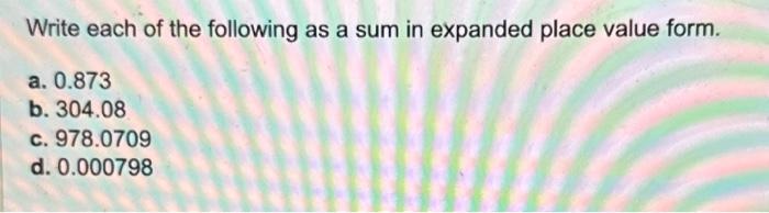 Solved Write each of the following as a sum in expanded | Chegg.com