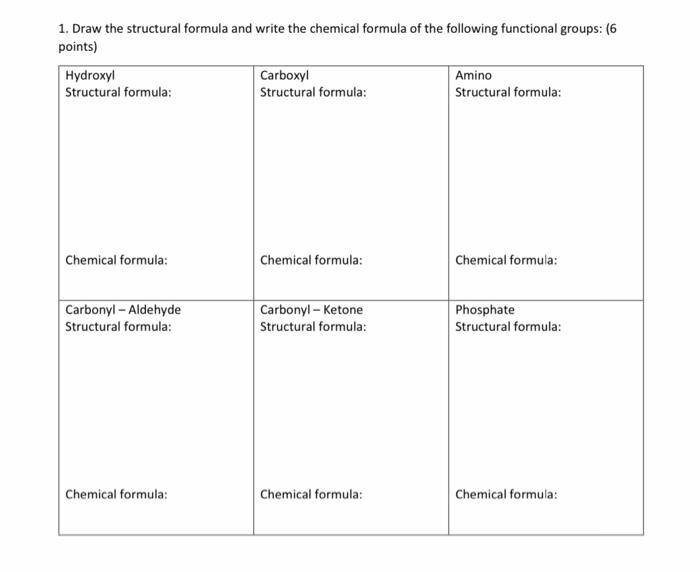 Solved 1. Draw the structural formula and write the chemical | Chegg.com