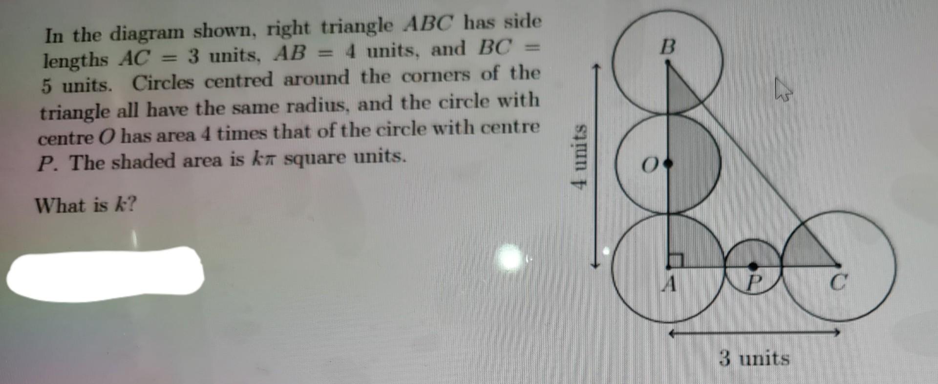 Solved In the diagram shown, right triangle ABC has side | Chegg.com