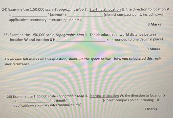 Solved Topographic Map 3 (Q23, 24; Q25, 26) **Note: with | Chegg.com