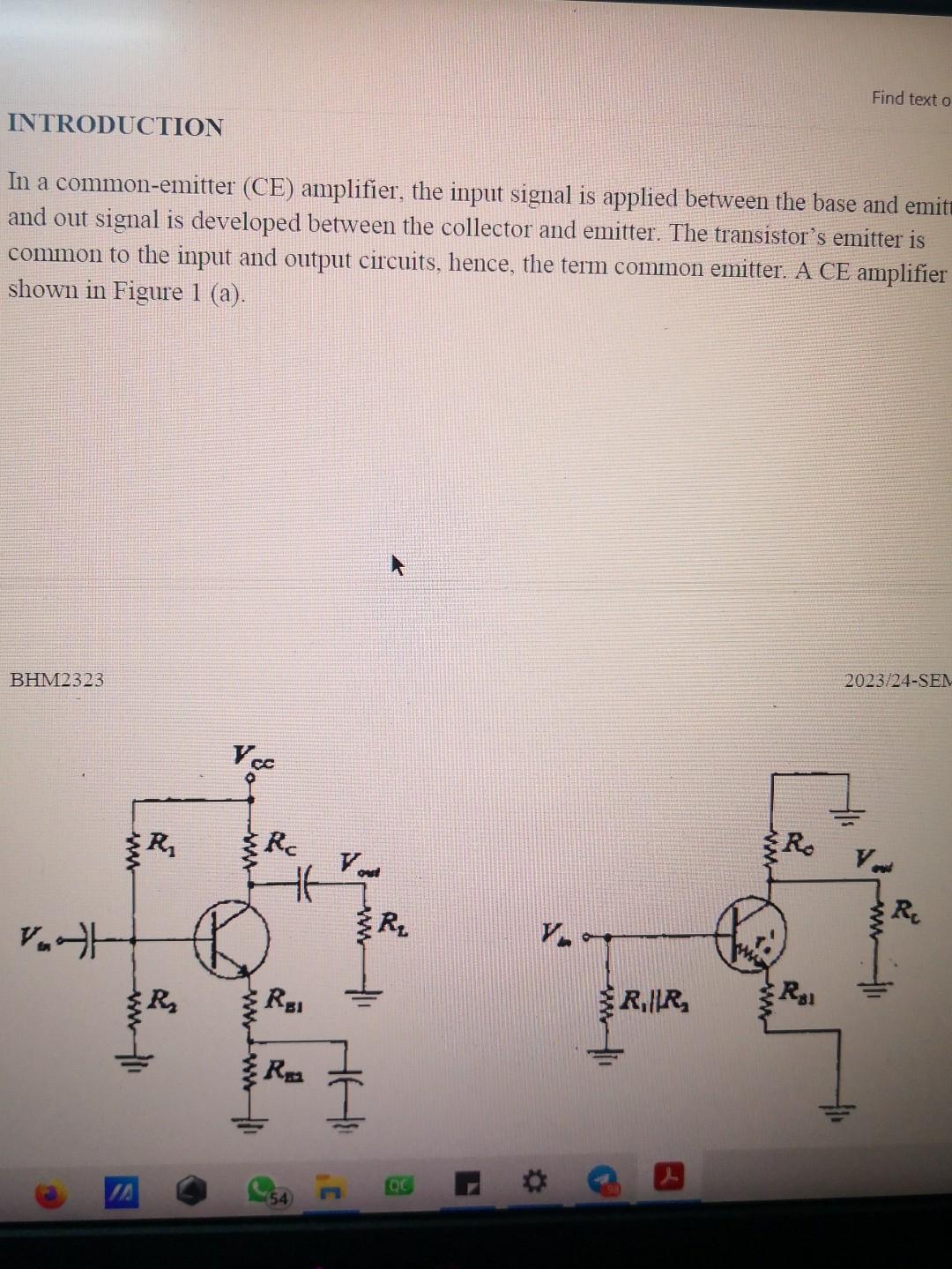 Solved INTRODUCTION In a common-emitter (CE) amplifier, the | Chegg.com