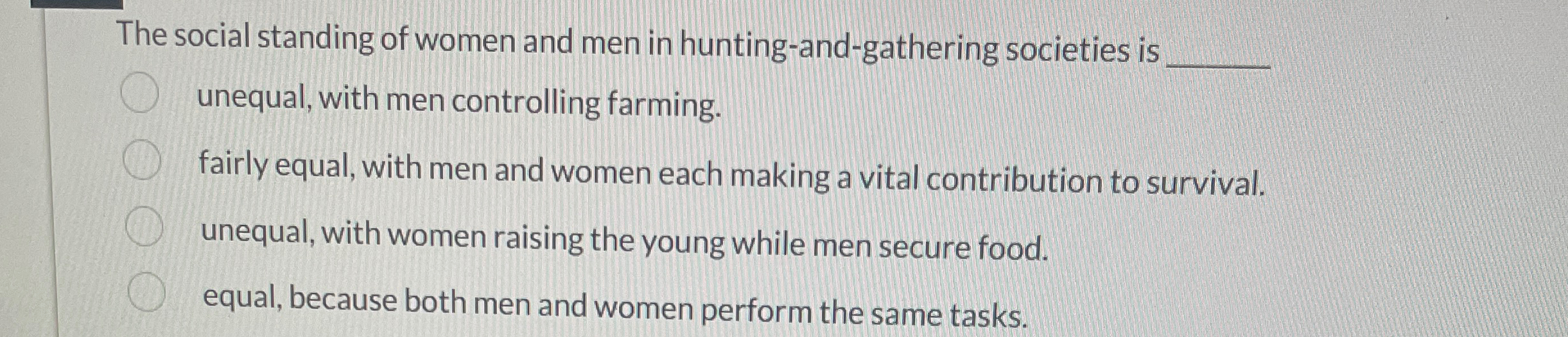 Solved The social standing of women and men in | Chegg.com
