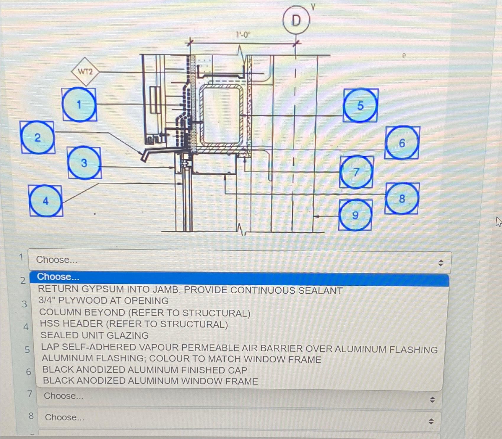 Solved 1Choose...2 ﻿Choose...RETURN GYPSUM INTO JAMB, | Chegg.com