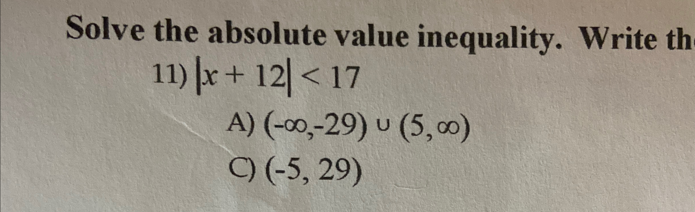 Solved Solve the absolute value inequality. | Chegg.com