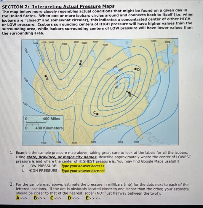 Solved 2 5 SECTION 2: Interpreting Actual Pressure Maps The | Chegg.com