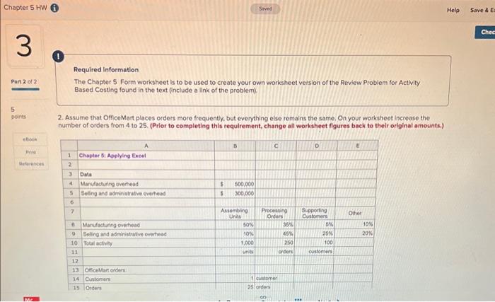 Required information The Chapter 5 Form worksheet is | Chegg.com