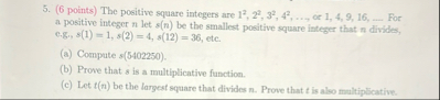 Solved ( 6 ﻿points) ﻿The positive square integers are | Chegg.com
