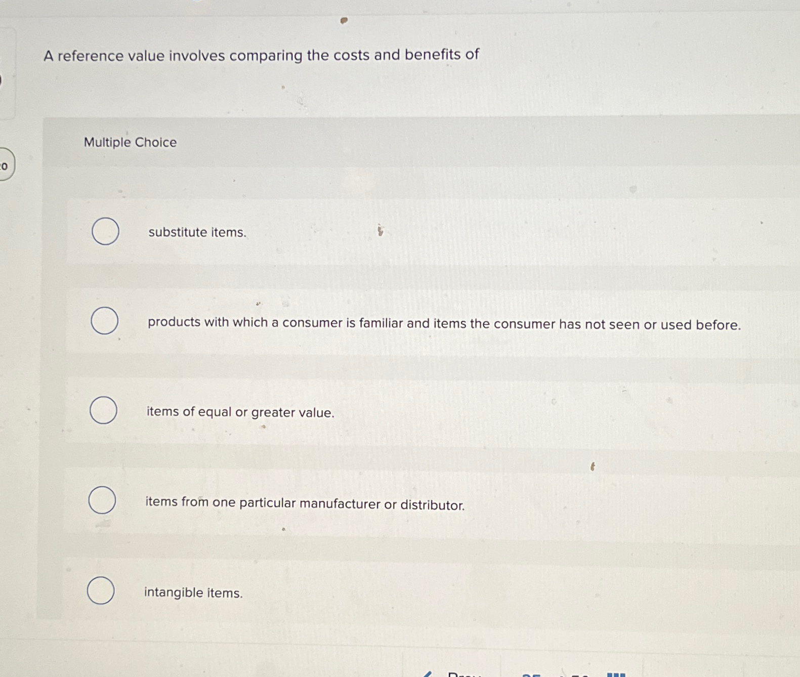 Solved A reference value involves comparing the costs and | Chegg.com