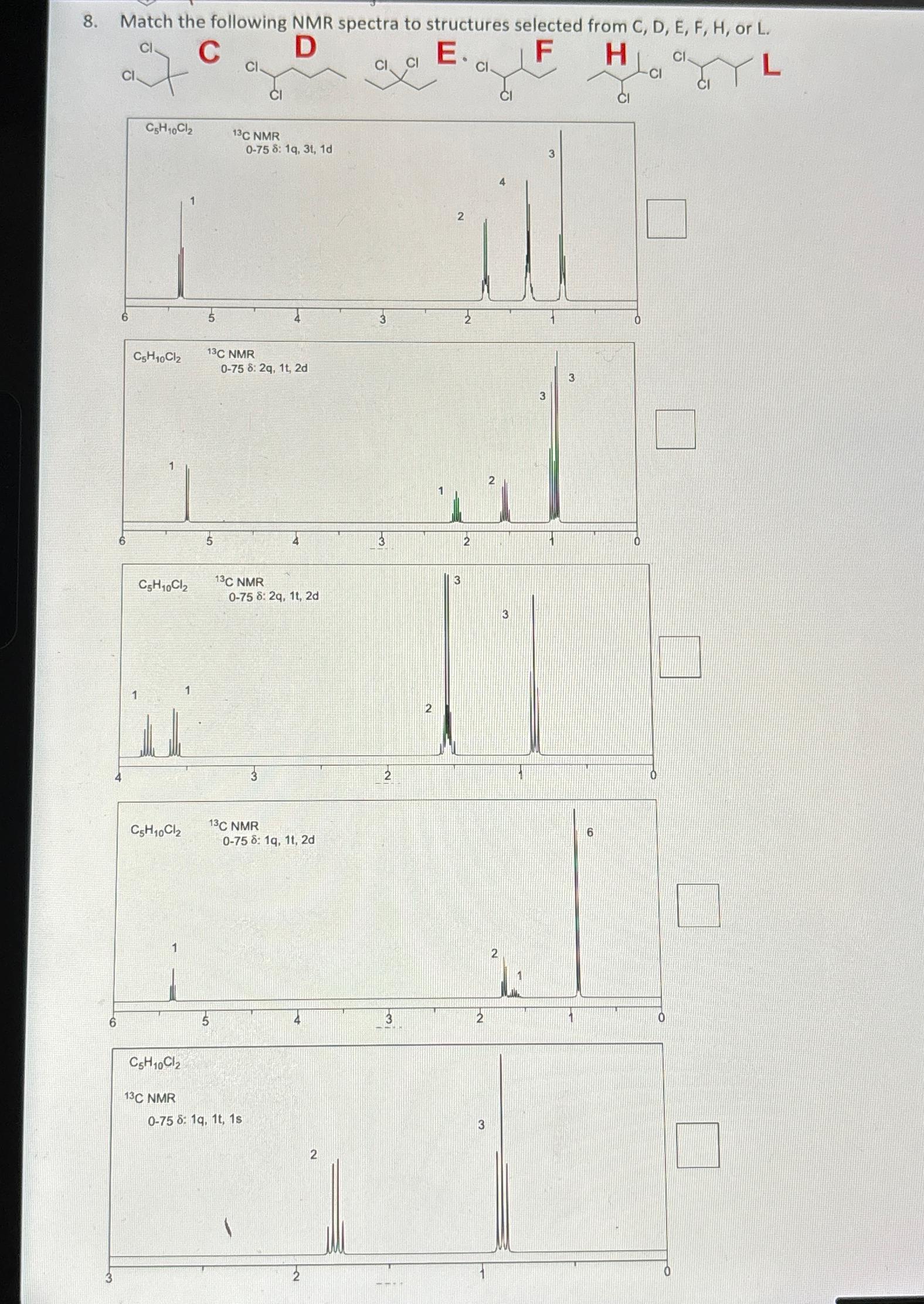 Solved Match the following NMR spectra to structures | Chegg.com