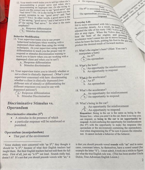 Solved Conceptual Work Sheets for Basic Stimulus Control | Chegg.com
