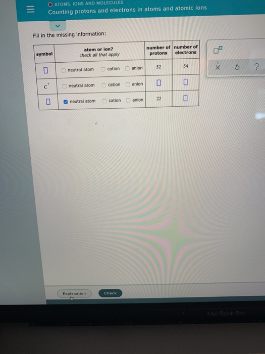 Solved O ATOMS, IONS AND MOLECULES Counting protons and | Chegg.com