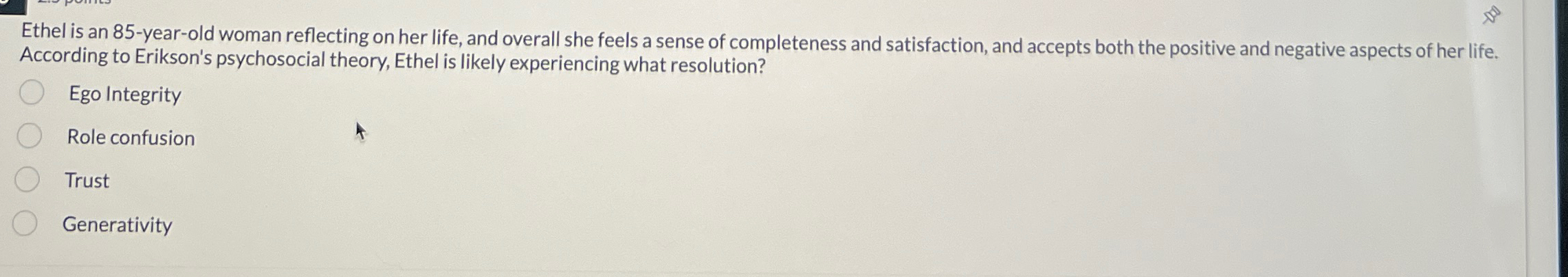 Solved Ethel is an 85 -year-old woman reflecting on her | Chegg.com