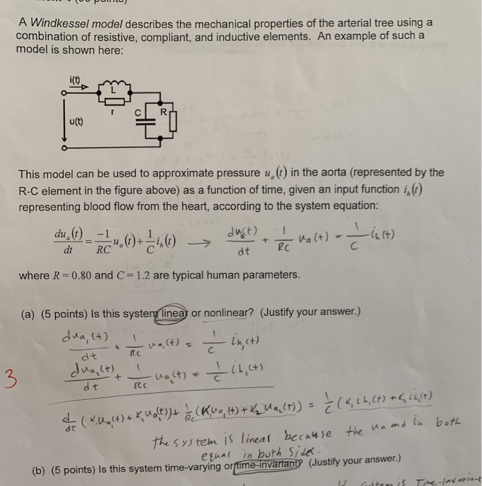 Solved A Windkessel model describes the mechanical | Chegg.com