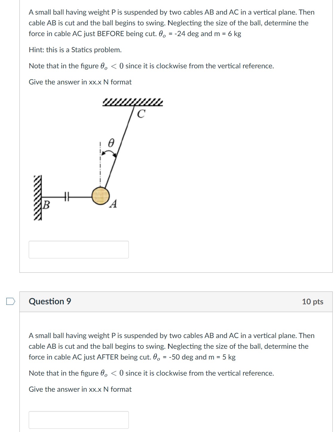 Solved by an EXPERT A small ball having weight P is ﻿suspended by ﻿two | Chegg.com