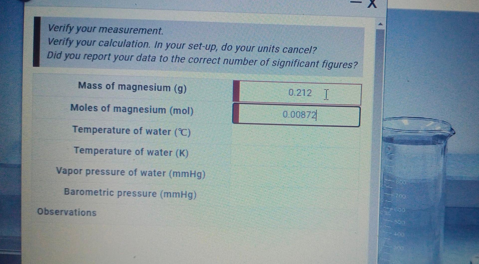 Solved Verify your measurement. Verify your calculation. In | Chegg.com