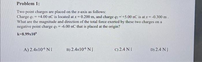 Solved Two point charges are placed on the x-axis as | Chegg.com