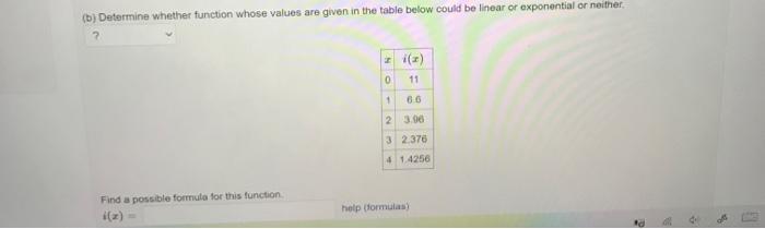 Solved (b) Determine whether function whose values are given | Chegg.com