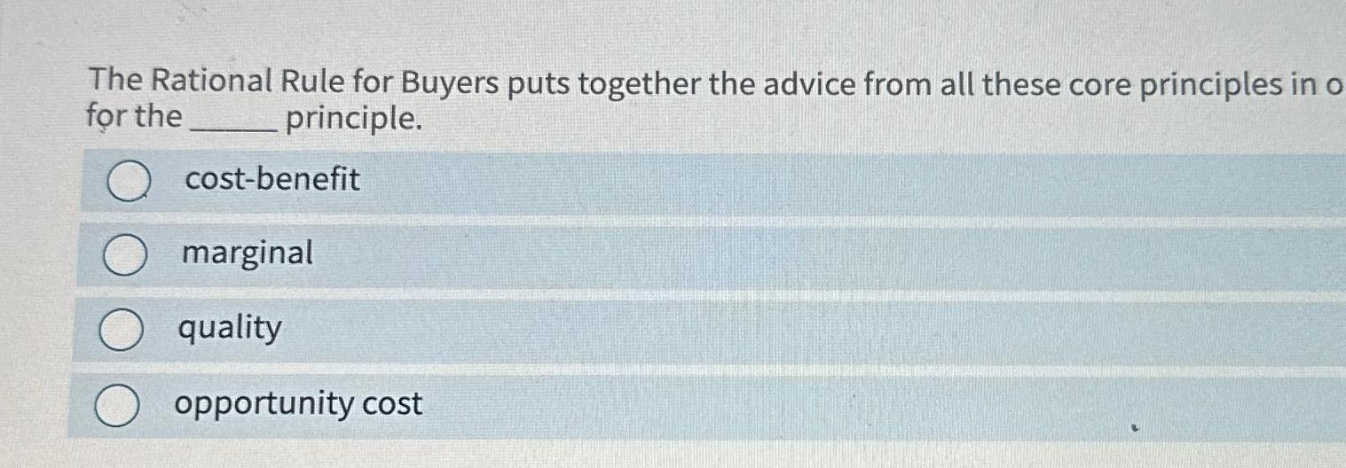 Solved The Rational Rule for Buyers puts together the advice | Chegg.com