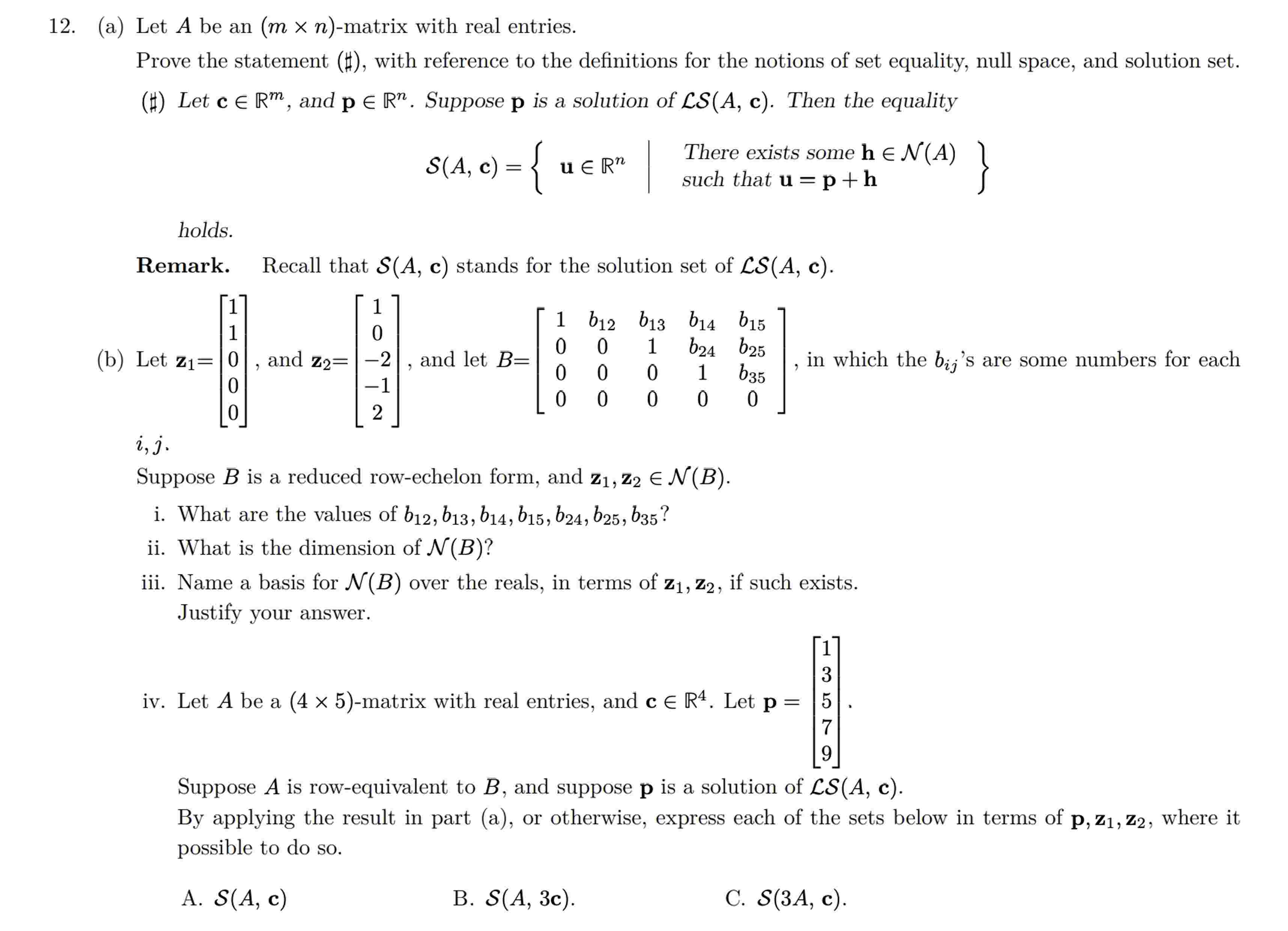 Solved (a) ﻿Let A be an (m×n)-matrix with real entries.Prove | Chegg.com