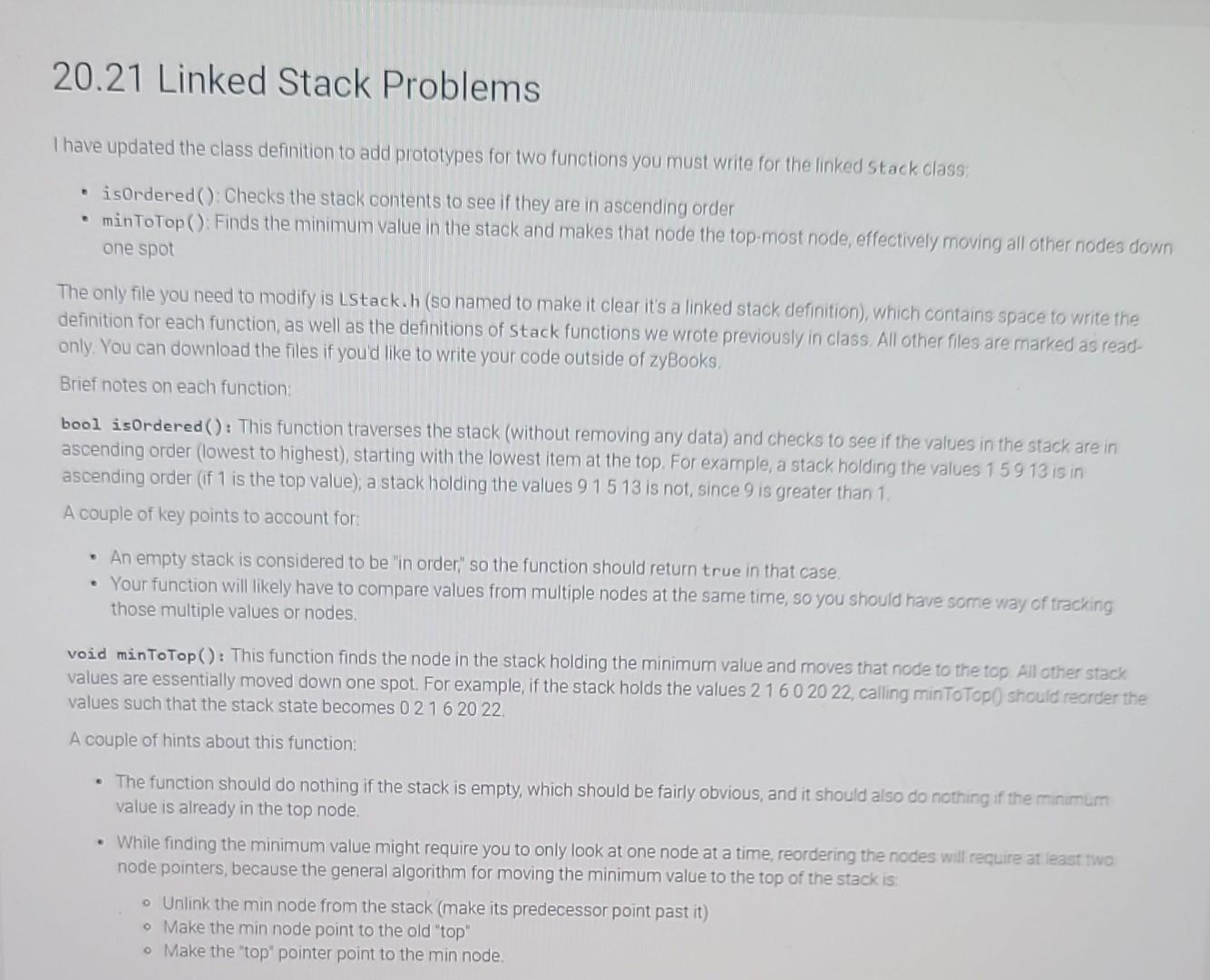 Solved LStack.h //FILE TO BE EDITED * Stack.h: class & | Chegg.com