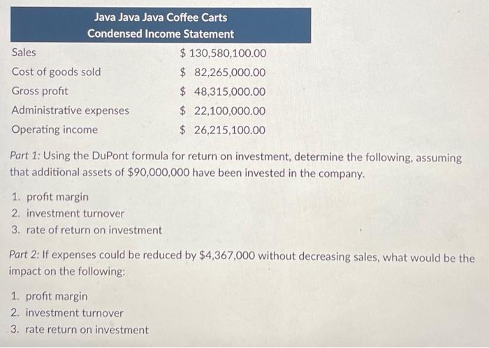 Solved Part 1: Using the DuPont formula for return on | Chegg.com