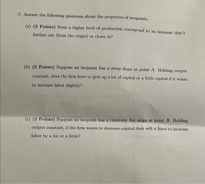 Solved 7. Answer the following questions about the | Chegg.com