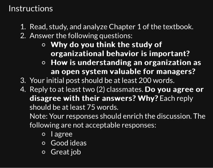 Solved 1. Read, study, and analyze Chapter 1 of the | Chegg.com