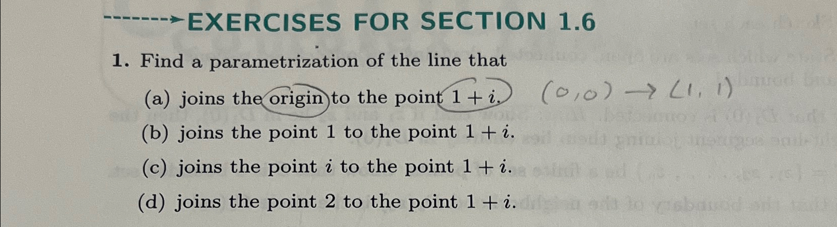 Solved EXERCISES FOR SECTION 1.6Find a parametrization of | Chegg.com