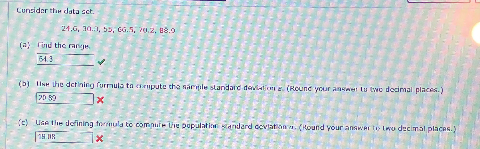 Solved Consider The Data Set 24 6 30 3 55 66 5 70 2 88 9 A