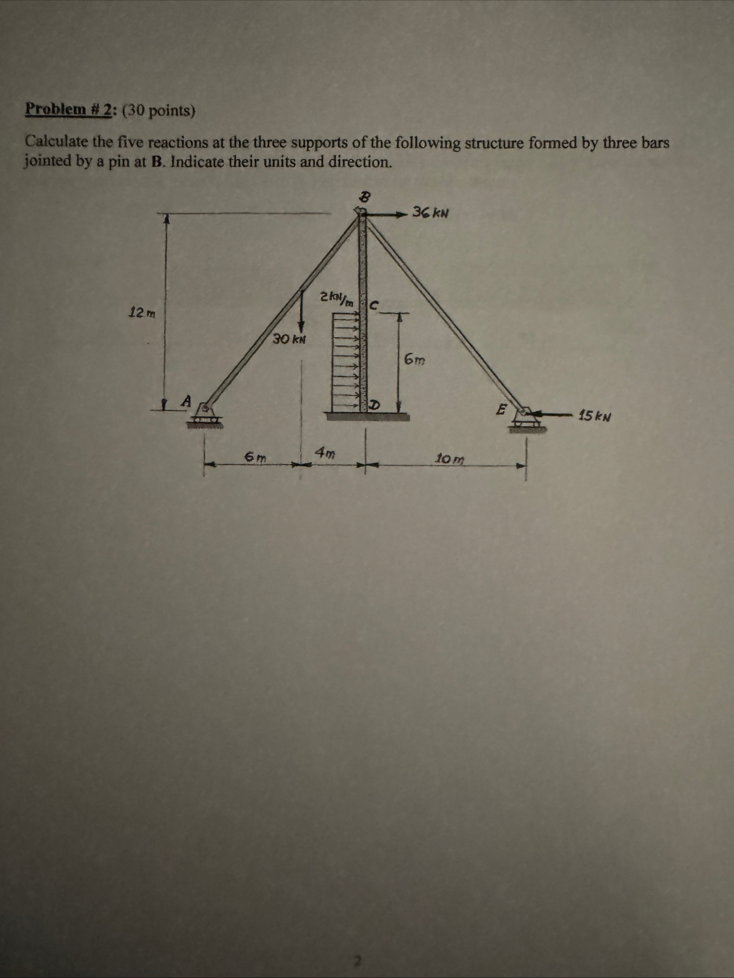Solved Problem # 2: (30 ﻿points)Calculate the five reactions | Chegg.com