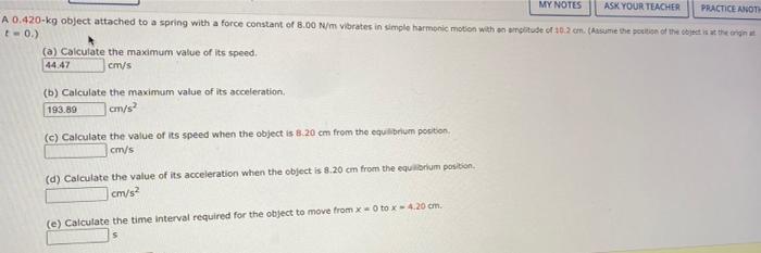 Solved MY NOTES ASK YOUR TEACHER PRACTICE ANOT A 0.420-kg | Chegg.com Solved MY NOTES ASK YOUR TEACHER PRACTICE ANOT A 0.420-kg | Chegg.com
