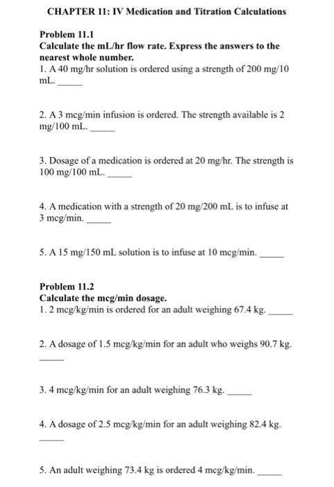 Solved Problem 11.3 Calculate the mcg/min dosage, rounding | Chegg.com