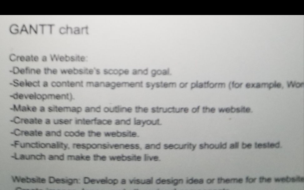 Solved GANTT chartCreate a Website:Define the website's | Chegg.com