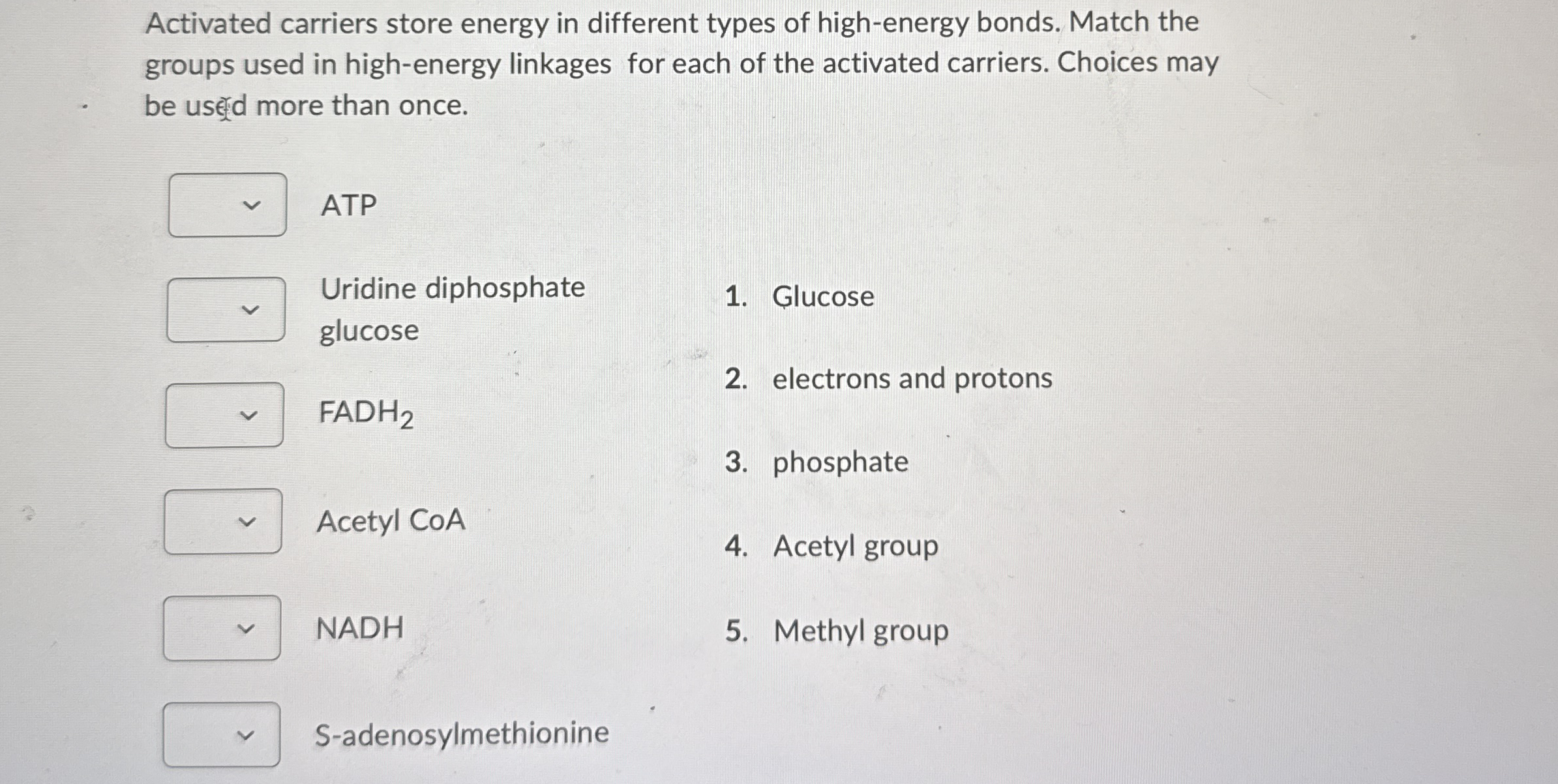 Solved Activated carriers store energy in different types of | Chegg.com