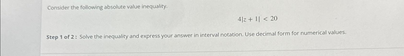 Solved Consider the following absolute value | Chegg.com
