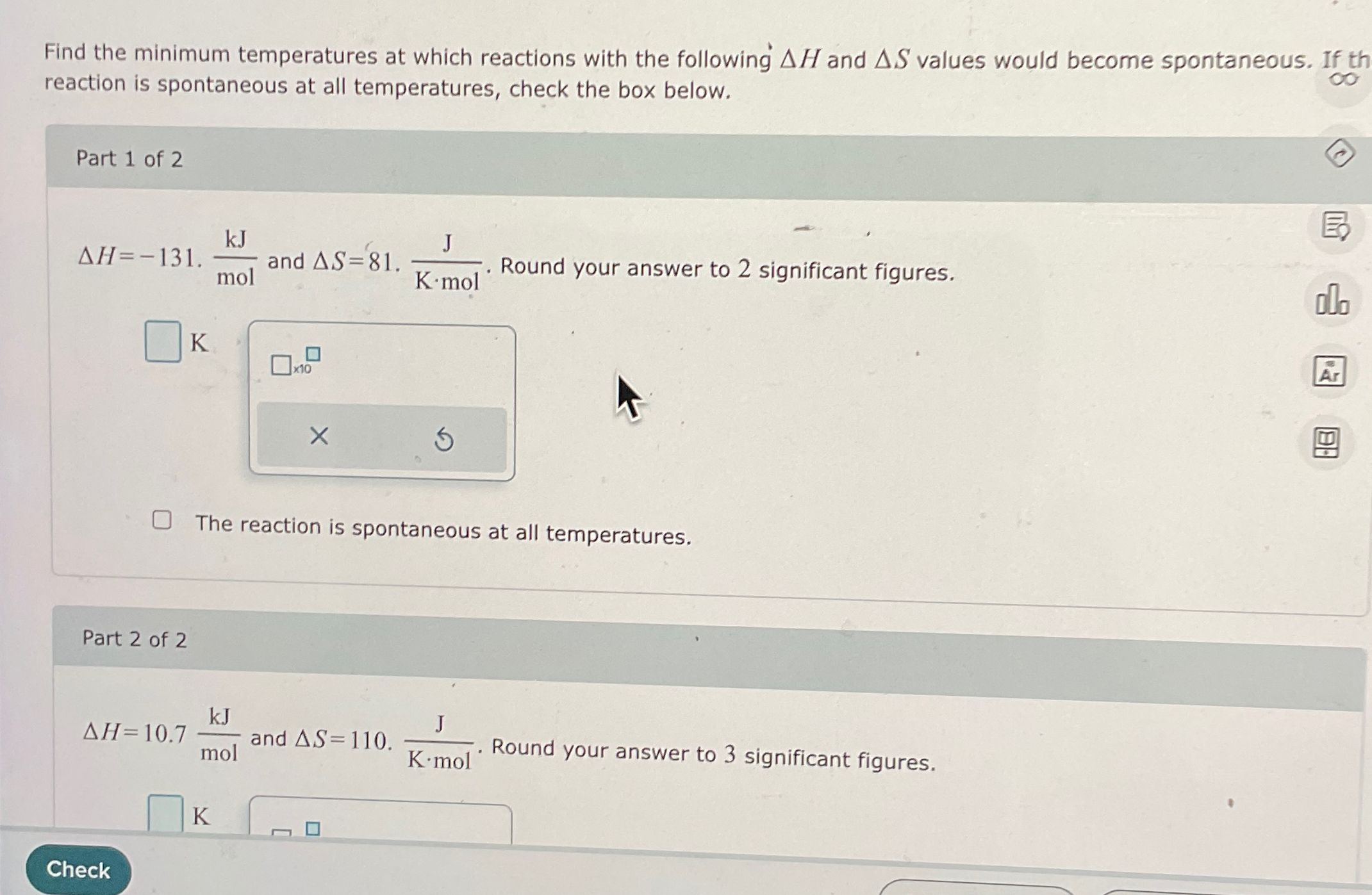 Solved Find the minimum temperatures at which reactions with | Chegg.com