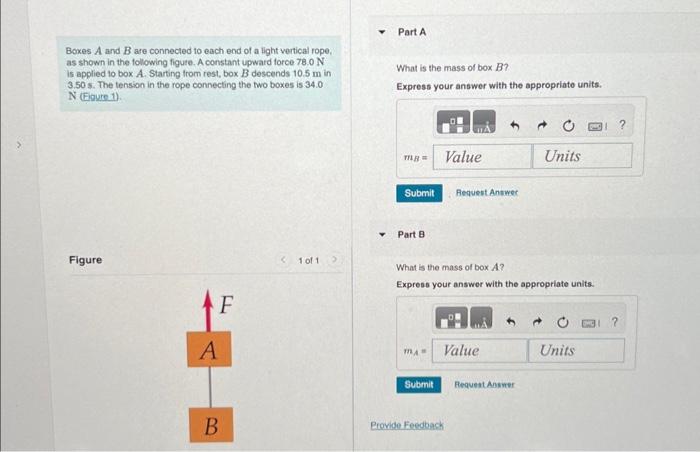 Solved part A -What is the mass of box B? part B- what is | Chegg.com