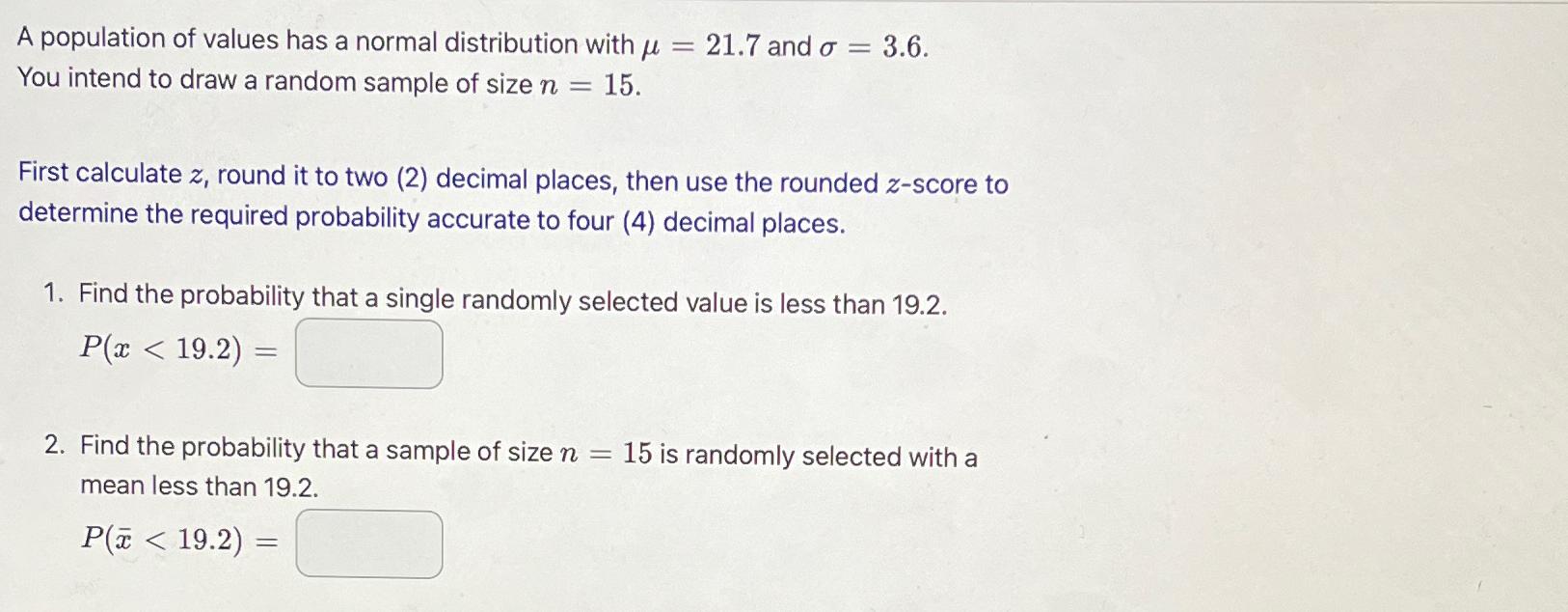 Solved A population of values has a normal distribution with | Chegg.com