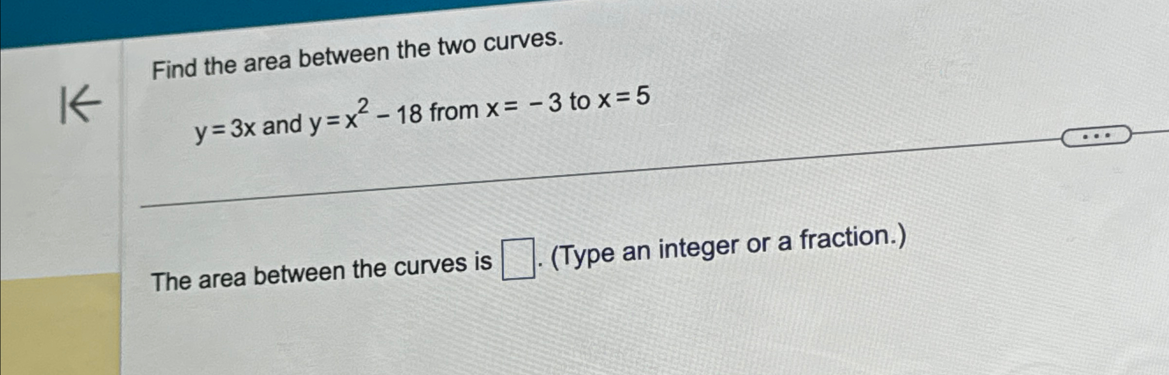 Solved Find the area between the two curves.y=3x ﻿and | Chegg.com