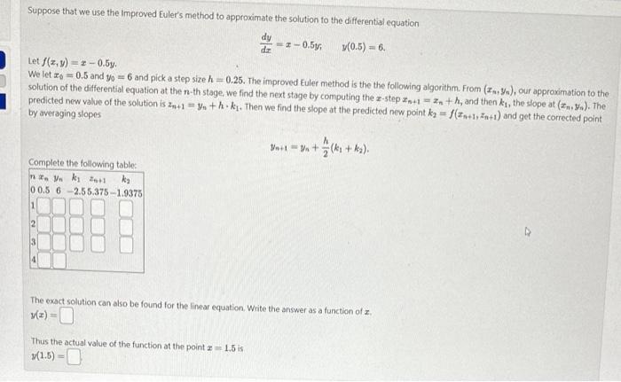 Solved Suppose that we use the improved Euler's method to | Chegg.com