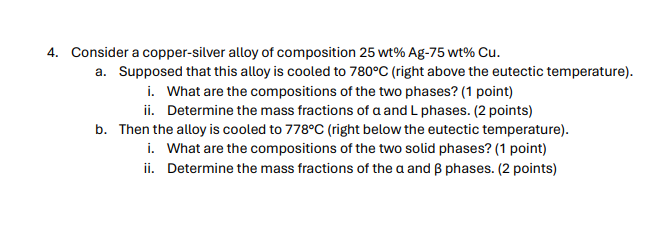 Consider a copper-silver alloy of composition | Chegg.com