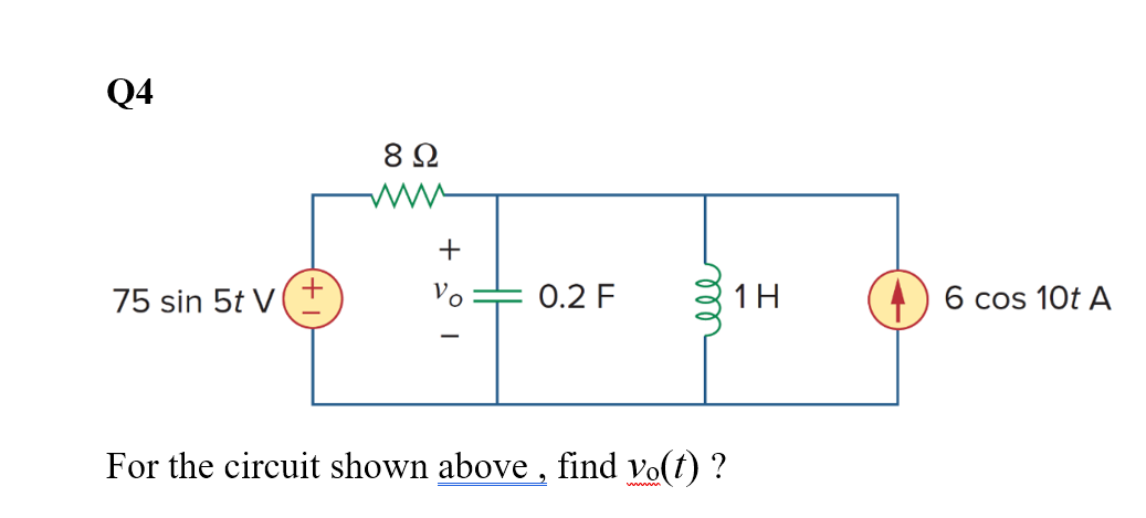 Solved Q4For the circuit shown above, find )o ? | Chegg.com