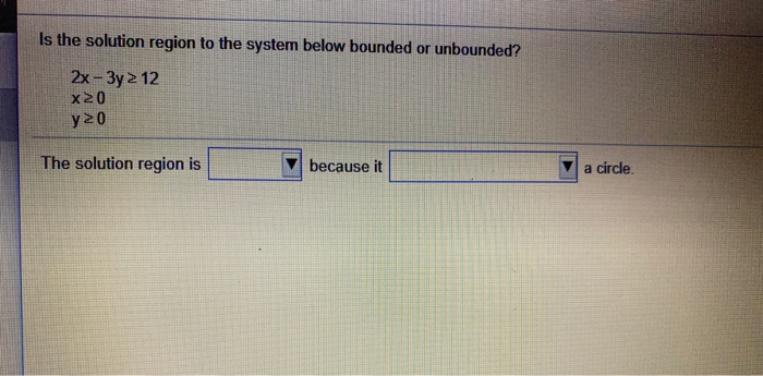Solved Is the solution region to the system below bounded or | Chegg.com