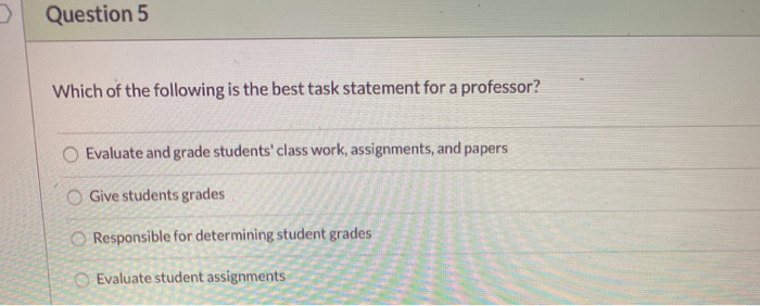Solved which of the following is the best task statement for | Chegg.com